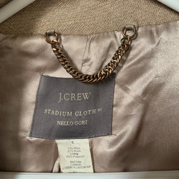 J. Crew | Jackets & Coats | J Crew Stadium Cloth Wool Tan Cocoon Zip Up ...